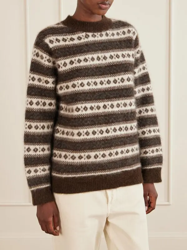 DÔEN Striped Intarsia-knit Wool Sweater