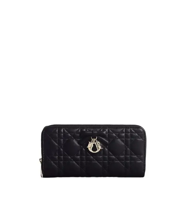 Dior Lady Voyageur Slim Wallet - Black
