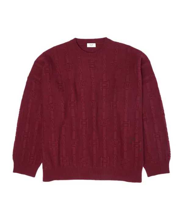Celine Oversized Crewneck Sweater In Cashmere Chains Triomphe