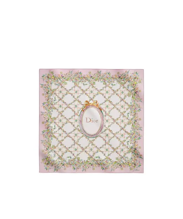 Dior Floral Cannage 90 Square Scarf - Pink