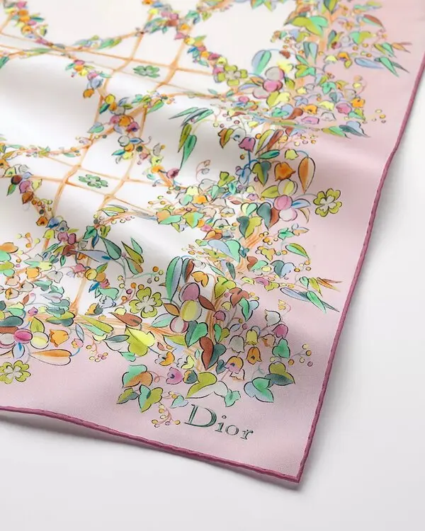 Dior Floral Cannage 90 Square Scarf