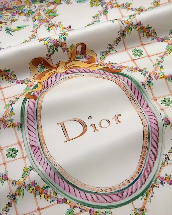 Dior Floral Cannage 90 Square Scarf