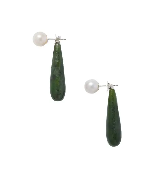 SOPHIE BUHAI Silver, Jade And Pearl Earrings - Green