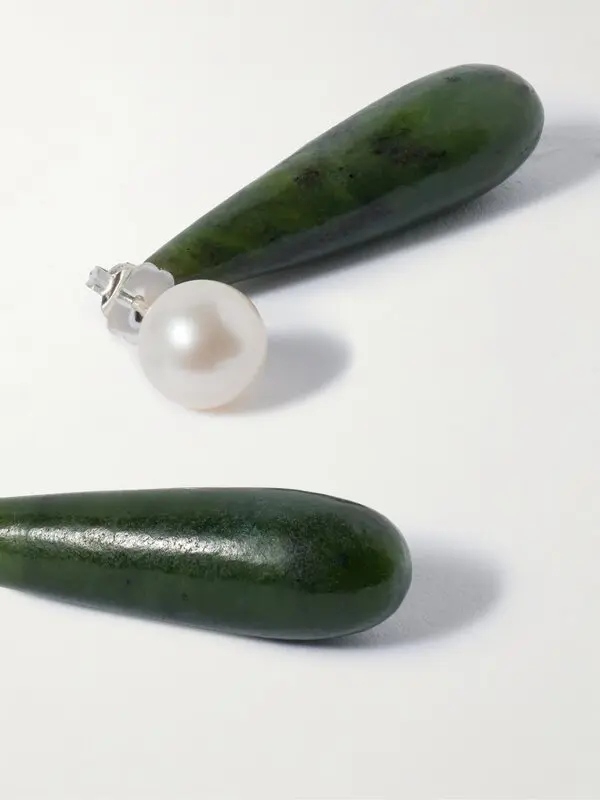 SOPHIE BUHAI Silver, Jade And Pearl Earrings