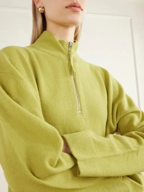 LESET Drawstring Wool Half-zip Sweatshirt
