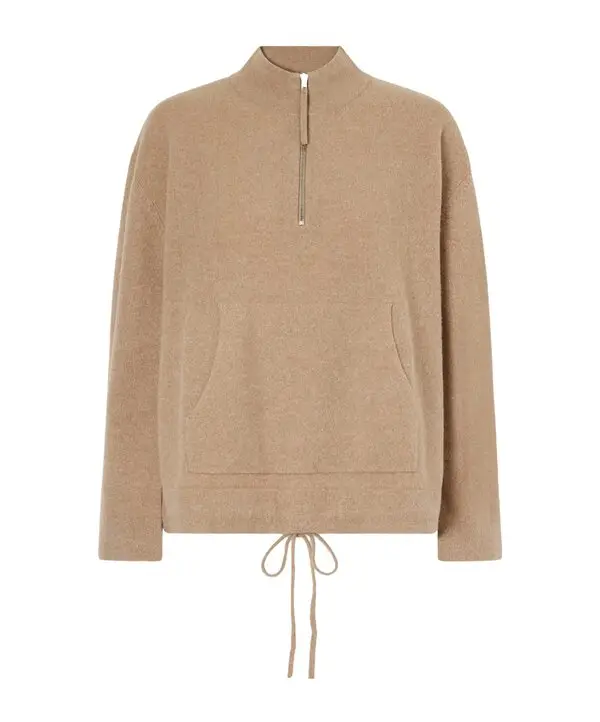 LESET Jesse Drawstring Wool Half-zip Sweatshirt - Nude
