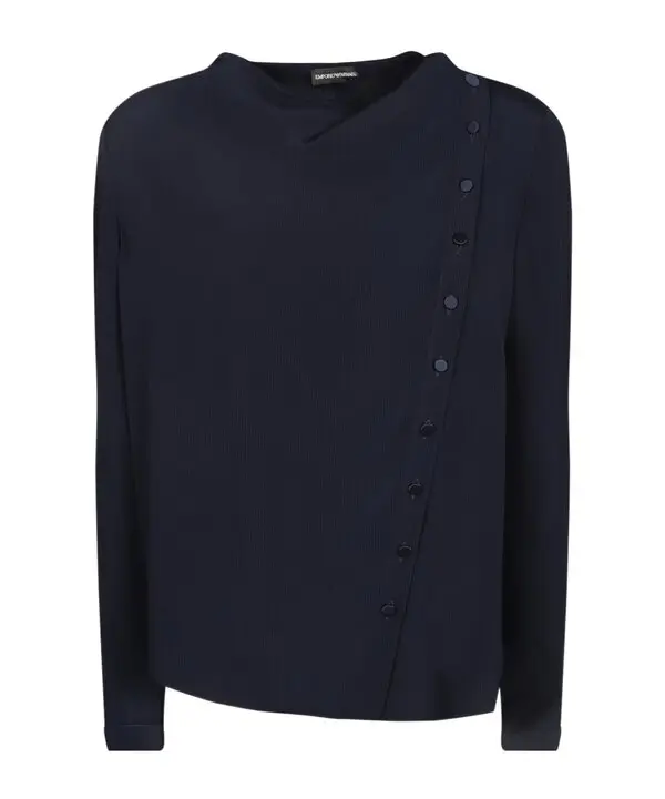 Emporio Armani Canneté Fabric Blouse Signature Capsule - Blue