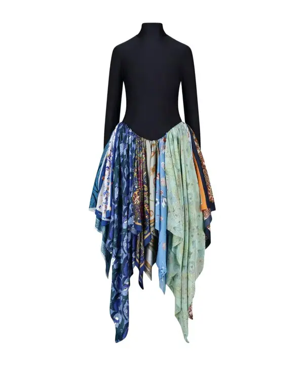 MARINE SERRE Satin Scarves Long Dress