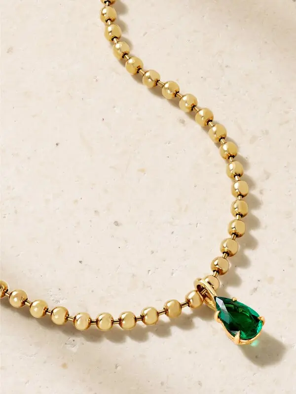ANITA KO 18-karat Gold Emerald Beaded Necklace