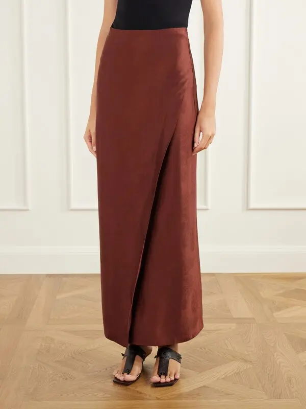 RUOHAN Wrap-effect Satin-jacquard Maxi Skirt