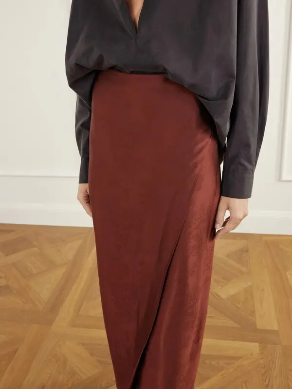 RUOHAN Wrap-effect Satin-jacquard Maxi Skirt