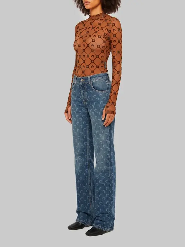 MARINE SERRE Moon Laser Wash Denim Straight Jeans