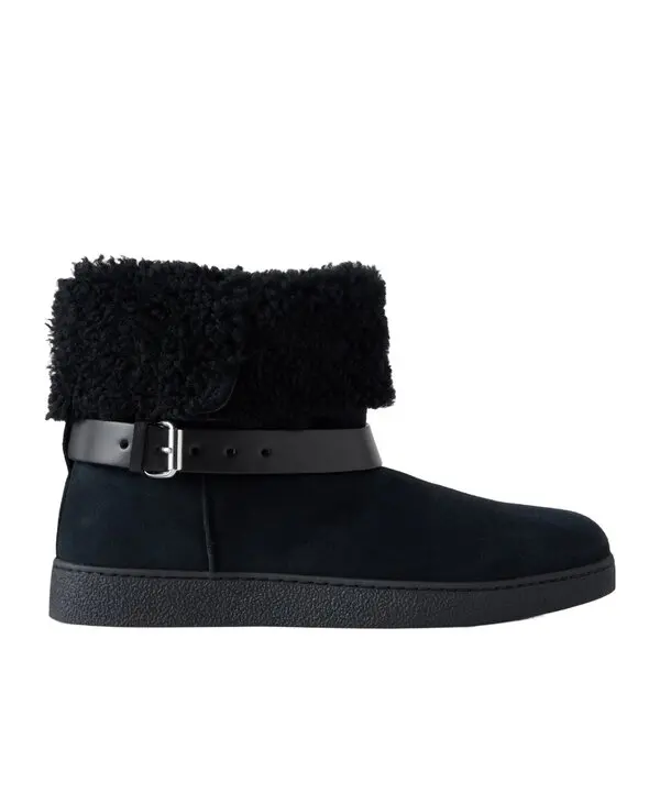 Isabel Marant Étoile Buckled Leather And Shearling-trimmed Suede Ankle Boots