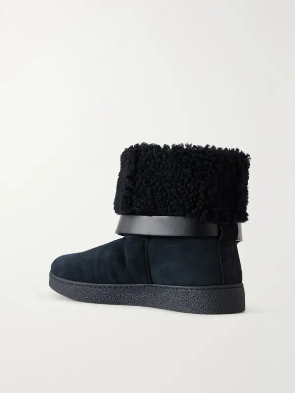 Isabel Marant Étoile Buckled Leather And Shearling-trimmed Suede Ankle Boots