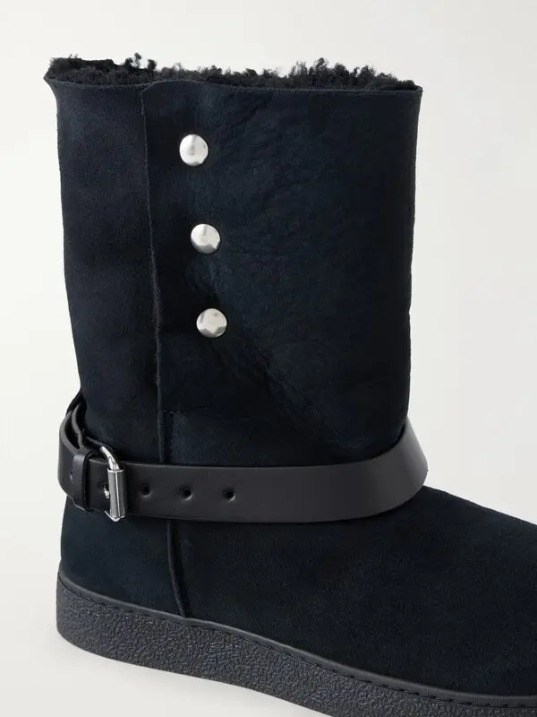 Isabel Marant Étoile Buckled Leather And Shearling-trimmed Suede Ankle Boots