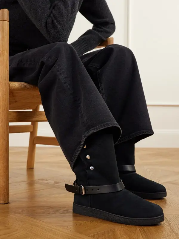 Isabel Marant Étoile Buckled Leather And Shearling-trimmed Suede Ankle Boots