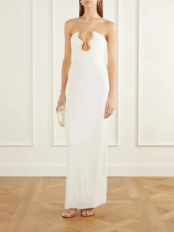 Cult Gaia Strapless Embellished Stretch-crepe Maxi Dress