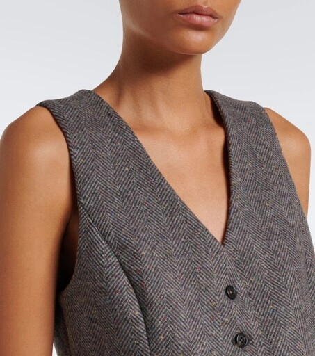 Gabriela Hearst Coleridge Herringbone Cashmere And Wool Vest