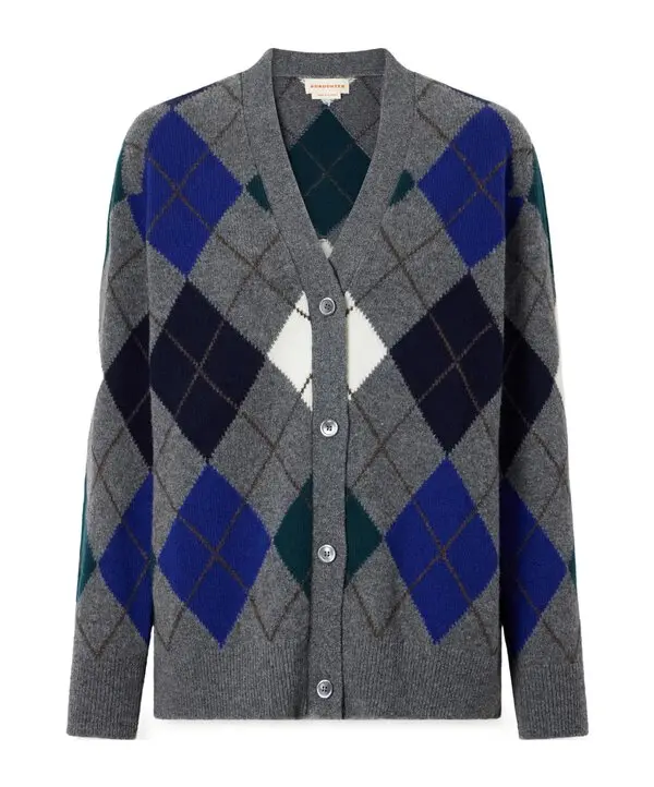 Daughter Checked Wool-knitted Cardigan - Black