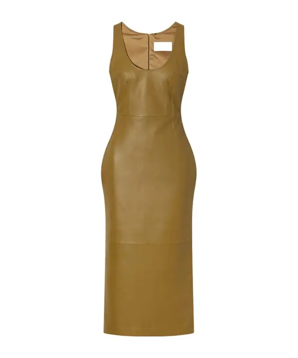 Alex Perry Paneled Leather Midi Dress