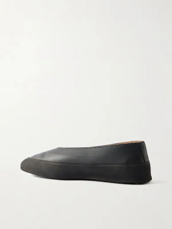 Le Monde Beryl Rubber-trimmed Leather Ballet Flats