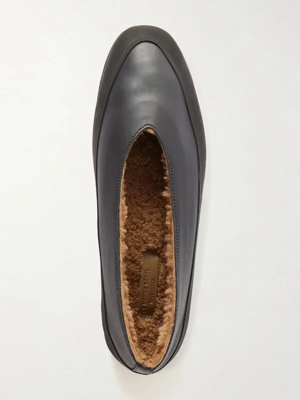 Le Monde Beryl Rubber-trimmed Leather Ballet Flats