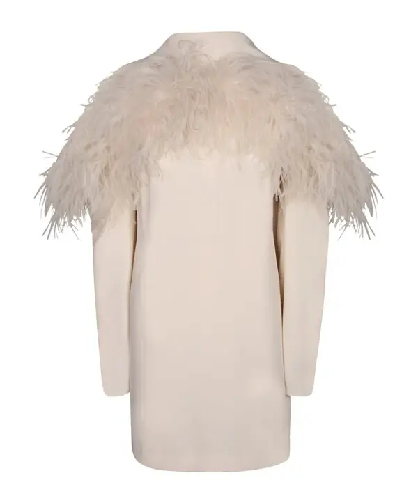 P.a.r.o.s.h Feather-trim Cold-shoulder Mini Dress
