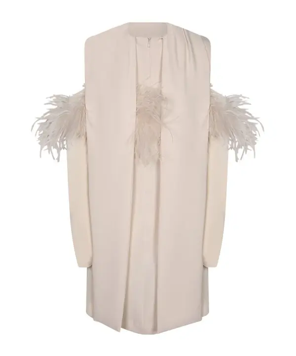 P.a.r.o.s.h Feather-trim Cold-shoulder Mini Dress