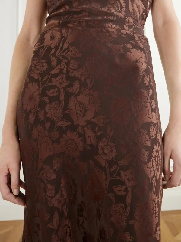 Veronica Beard Floral-jacquard Silk-blend Satin Midi Skirt