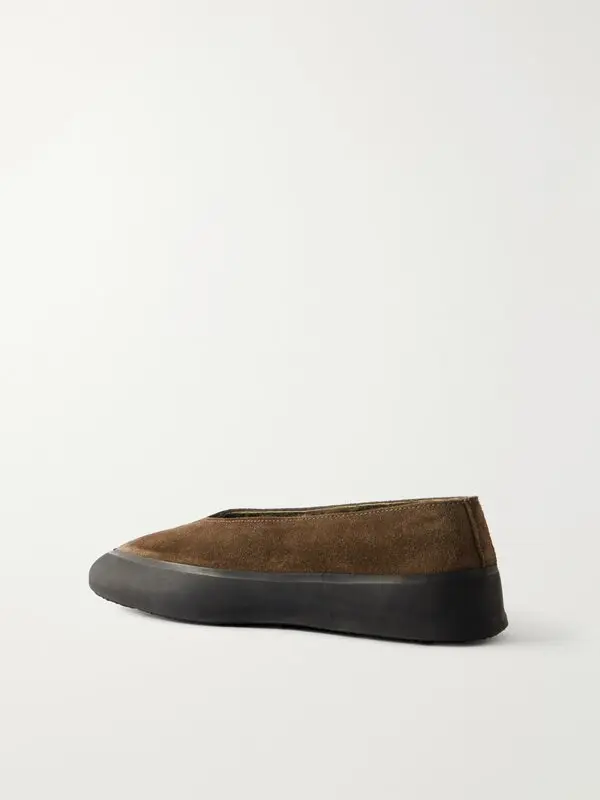 Le Monde Beryl Rubber-trimmed Suede Ballet Flats