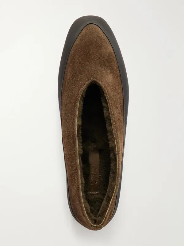 Le Monde Beryl Rubber-trimmed Suede Ballet Flats