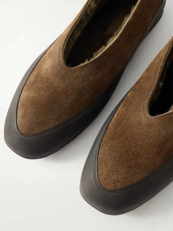 Le Monde Beryl Rubber-trimmed Suede Ballet Flats