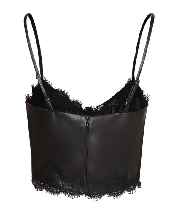 ERMANNO FIRENZE Lace-trim Leather Tank Top