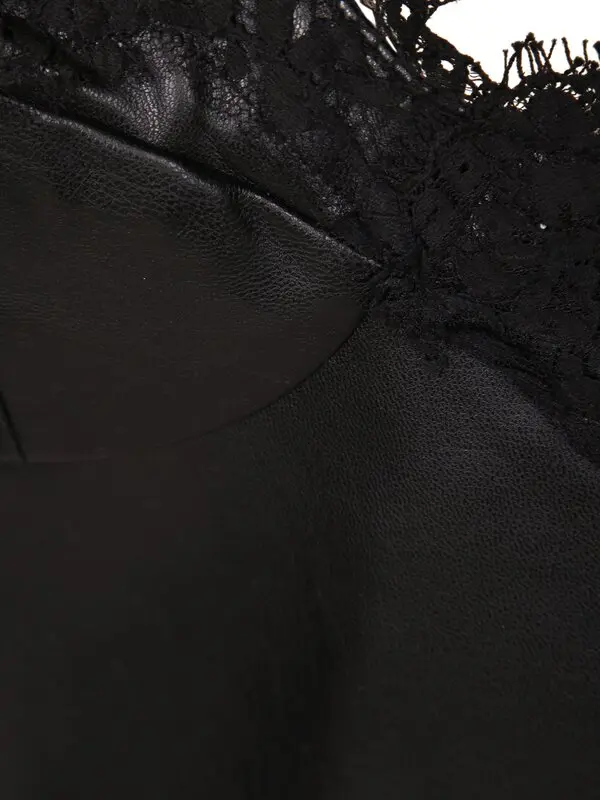 ERMANNO FIRENZE Lace-trim Leather Tank Top