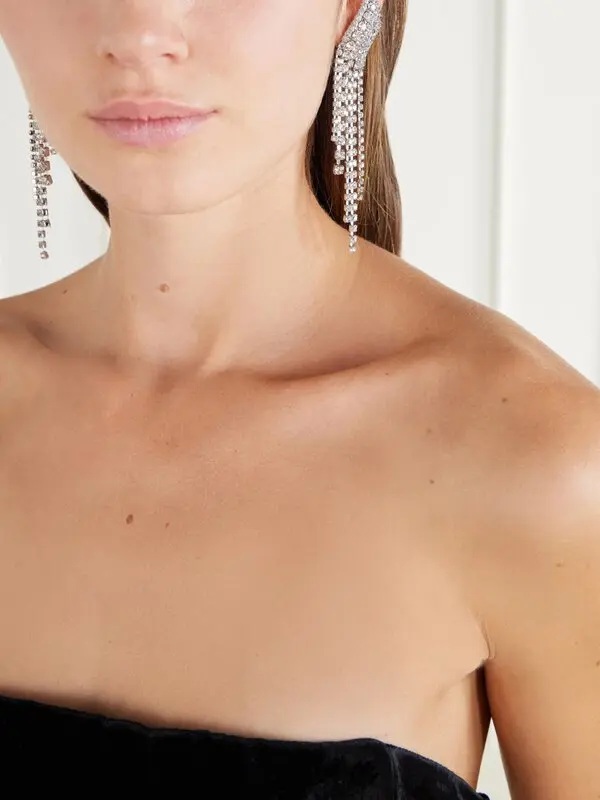 JENNIFER BEHR Crystal-embellished Rhodium-plated Silver-tone Metal Earrings