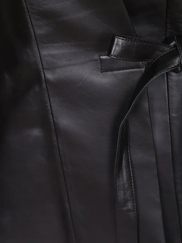 Alberta Ferretti Wrap Belted Leather Jacket