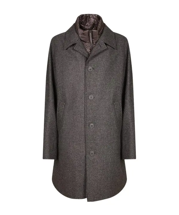 Herno Check-pattern Padded-bib Coat - Grey