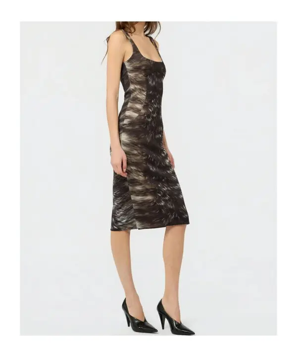 Roberto Cavalli Midi Fur-print Sleeveless Dress