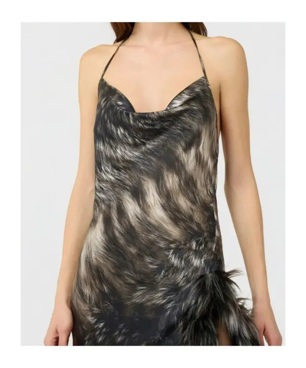Roberto Cavalli Maxi Fur-print Halterneck Dress