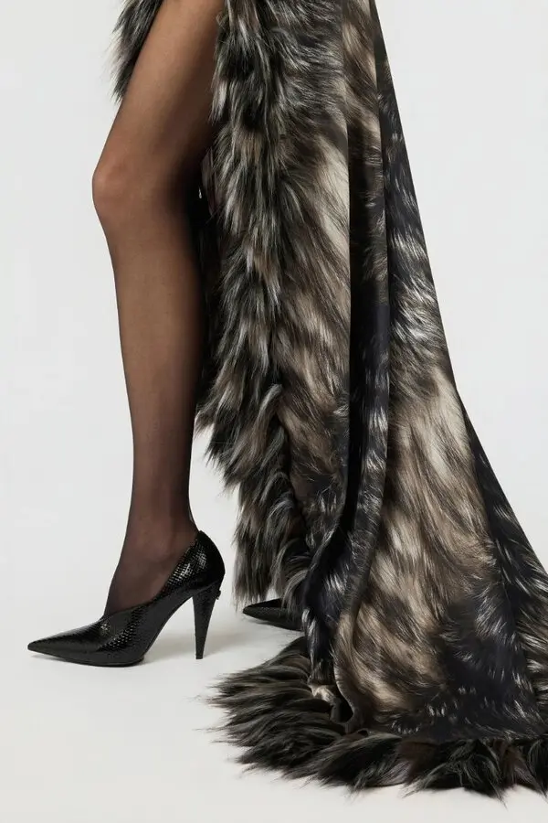 Roberto Cavalli Maxi Fur-print Halterneck Dress