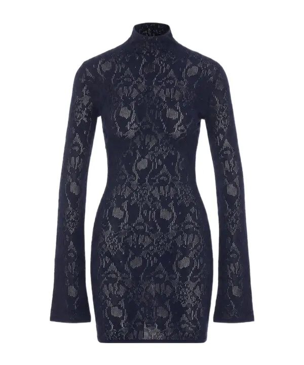 DONDUP Sheer Turtleneck Knitted Dress