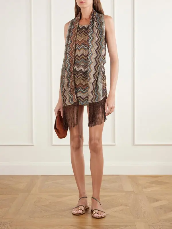 Missoni Striped Metallic Crochet-knit Scarf