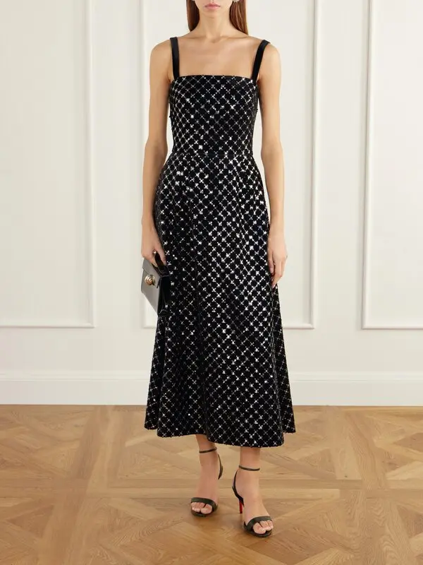 Elie Saab Sequin-embellished Velvet Midi Dress