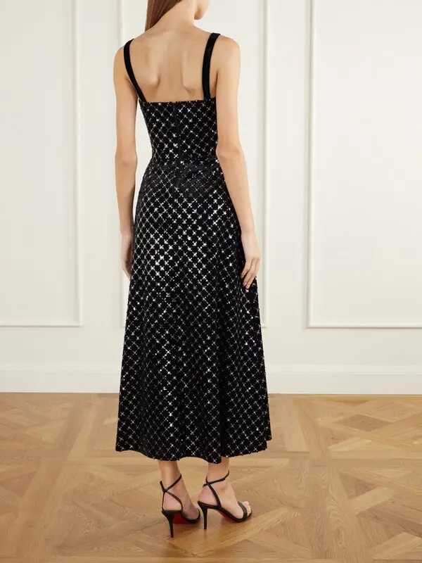 Elie Saab Sequin-embellished Velvet Midi Dress