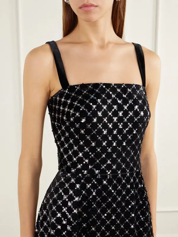 Elie Saab Sequin-embellished Velvet Midi Dress