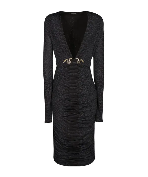 Roberto Cavalli Snake-detail Midi Dress - Black