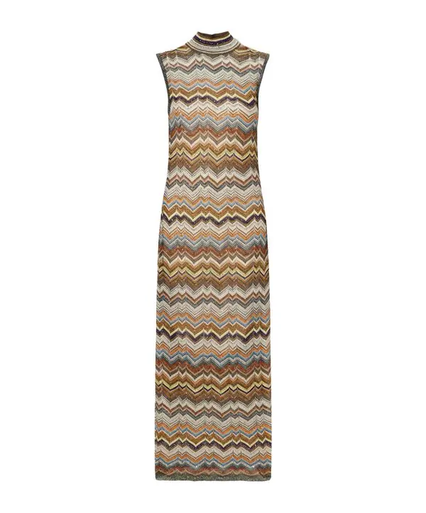 Missoni Striped Metallic Crochet-knit Maxi Dress