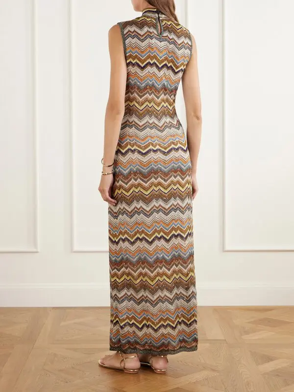 Missoni Striped Metallic Crochet-knit Maxi Dress