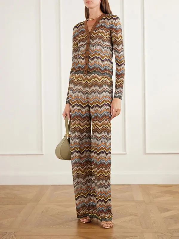 Missoni Striped Metallic Crochet-knit Cardigan