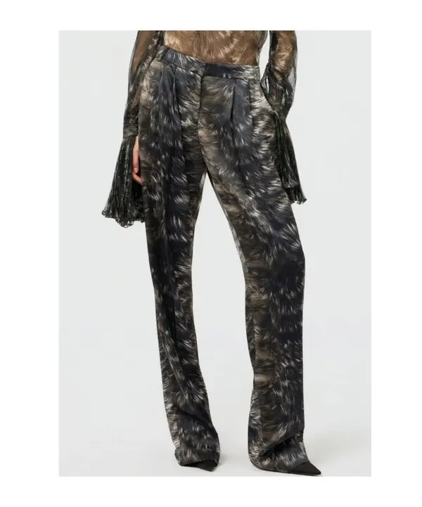 Roberto Cavalli Trousers In Silk With Fur Print